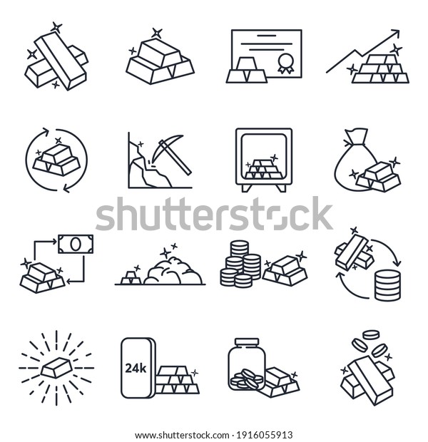 Set Gold Icon Gold Pack Symbol Stock Vector (Royalty Free) 1916055913