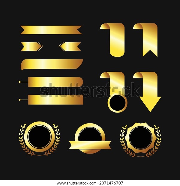 Set Gold Label Design Collection Isolated Stock Vector (Royalty Free ...