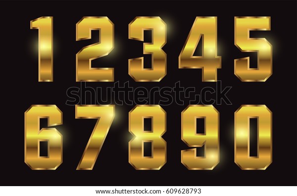 Set Gold Numbersvector Metal Numbers Stock Vector (Royalty Free ...