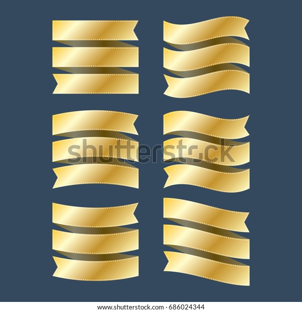 Set Gold Ribbon Banner Dashed Line: เวกเตอร์สต็อก (ปลอดค่าลิขสิทธิ์ ...