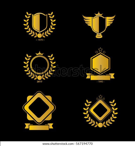 Set Gold Shield Logo Icon Design Stock Vector (Royalty Free) 567194770 ...