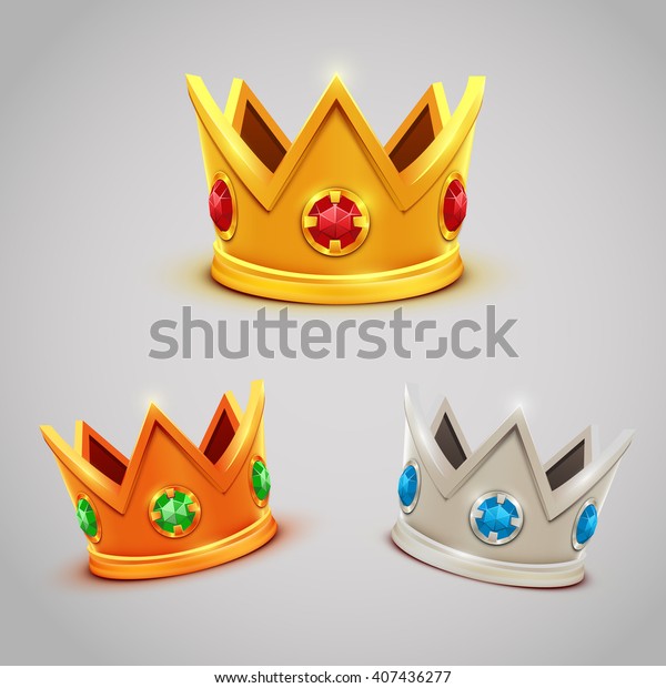 Set Gold Silver Bronze Crowns Jewels: vector de stock (libre de ...