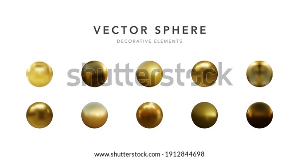 Set Gold Sphere Isolated On White Stock Vector (Royalty Free ...