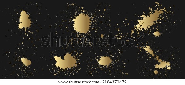 Set Gold Splash On Black Background Stock Vector (Royalty Free ...