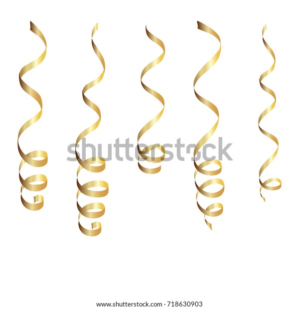 Set Gold Streamers Isolated On White Stock Vector (Royalty Free) 718630903