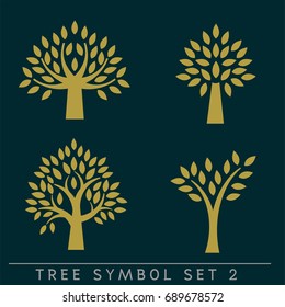 Set Simple Stylish Tree Symbol Isolated Stock Vector (Royalty Free ...