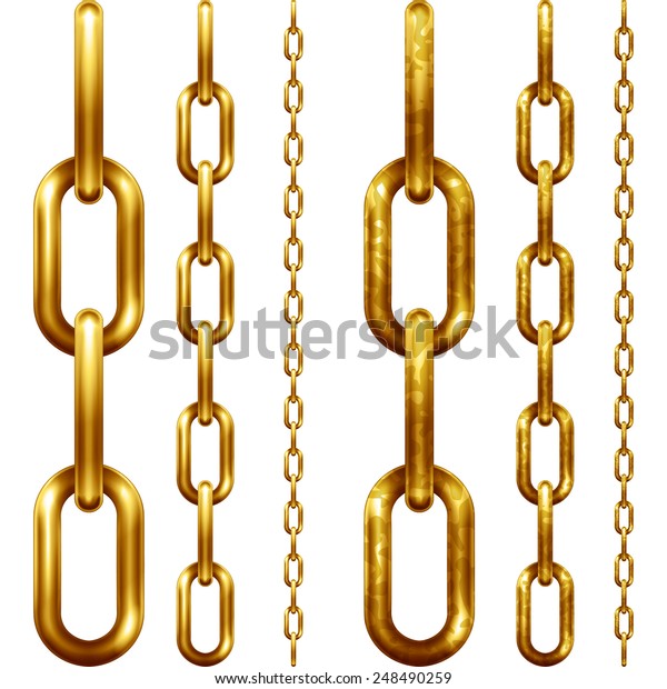 Set Golden Chain Isolated On White Stock Vector (Royalty Free ...