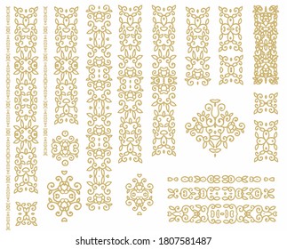 Vector Illustration Gold Mehndi Pattern Set Stock Vector (Royalty Free ...