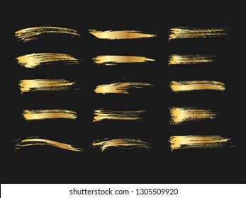 Set Golden Paints Metallic Gradient Brush Stock Vector (Royalty Free ...