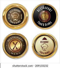 Set Golden Restaurant Labels Stock Vector (Royalty Free) 209133232 ...
