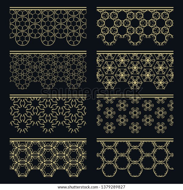 Set Golden Seamless Borders Line Patterns Stock Vector (Royalty Free ...