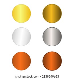 Set Golden Silver Bronze Circle Buttons Stock Vector (Royalty Free ...