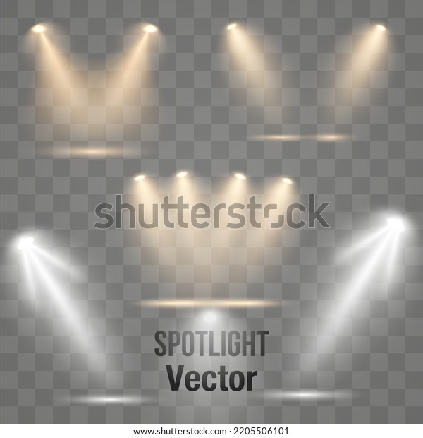 Set Golden Spotlight Isolated On Transparent Stock Vector (Royalty Free ...