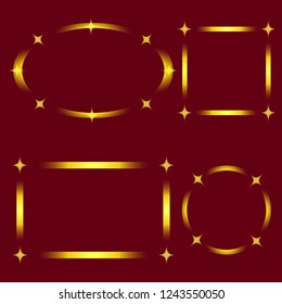 Set Golden Stylish Frames Stars Isolated Stock Vector (Royalty Free ...