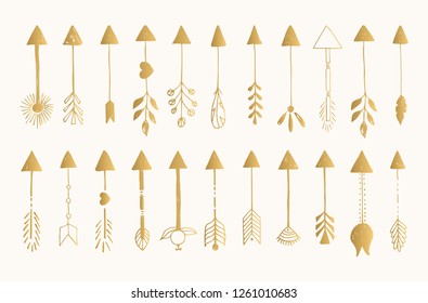 Set Golden Tattoo Arrows Stock Vector (Royalty Free) 1261010683