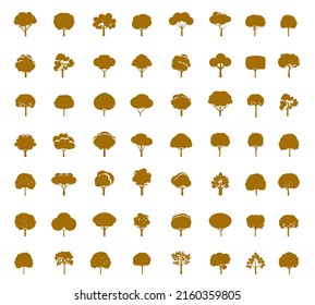 Set Golden Trees Vector Outline Illustration Stock Vector (Royalty Free ...