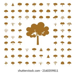 Set Golden Trees Vector Outline Illustration: เวกเตอร์สต็อก (ปลอดค่า ...