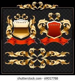 Set Golden Vignettes On Black Background Stock Vector (Royalty Free ...