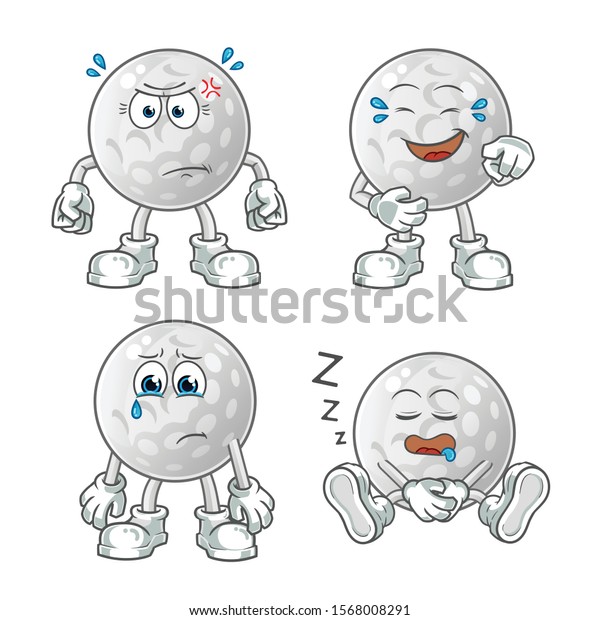 Set Golf Ball Face Cartoon Mascot Stock Vector (Royalty Free ...