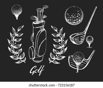 Set Golf Objects Ball Golf Clubs Stock Vector (Royalty Free) 723156187 ...