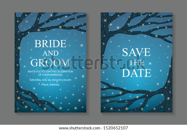Set Gothic Wedding Invitation Design Greeting Stock Vector (Royalty ...