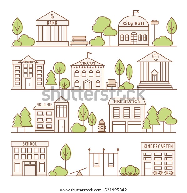 Conjunto de edificios gubernamentales. Ilustración de: vector de stock (libre de regalías ...