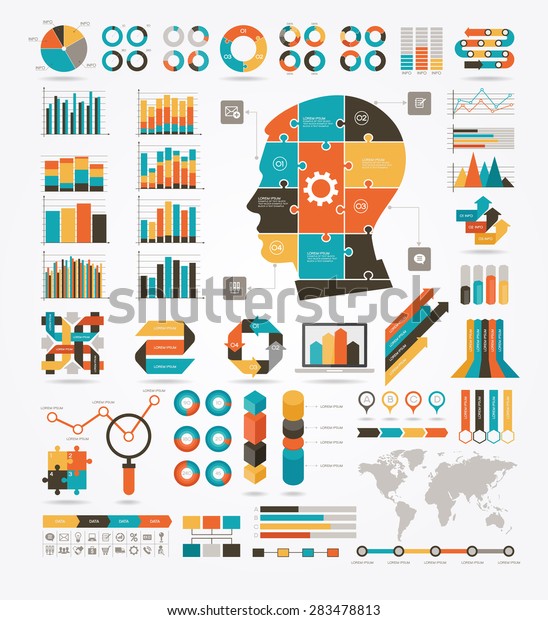 Set Graphs Charts Diagrams Puzzles Shape Stock Vector (Royalty Free ...