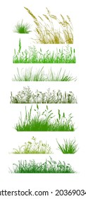Set Grass Lines Herbal Horizontal Background Stock Vector (Royalty Free ...