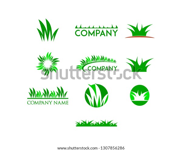 Set Grass Logo Design Template Stock Vector (Royalty Free) 1307856286