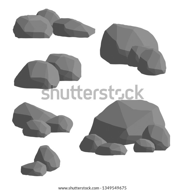 Set Gray Granite Stones Different Shapes Stock Vector (Royalty Free ...
