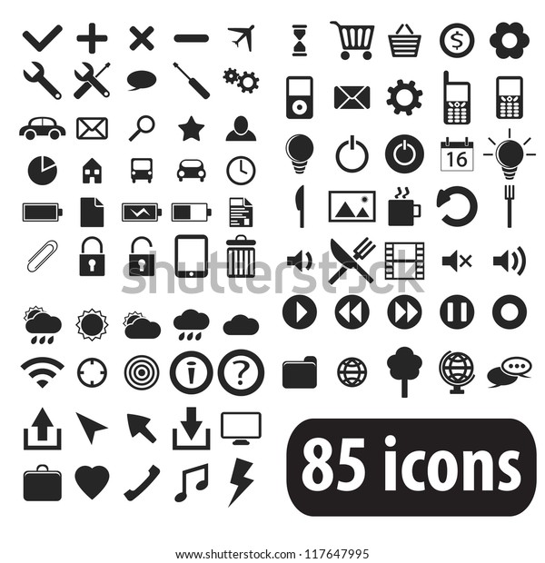 Set Gray Web Mobile Icons Stock Vector (Royalty Free) 117647995