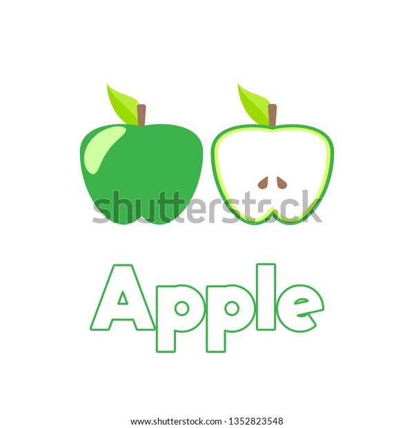 Set Green Apple Stem Leaf Element Stock Vector (Royalty Free ...