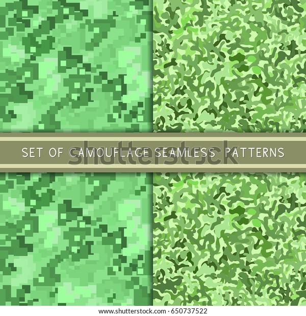 Set Green Camouflage Wallpapers Pixel Stain Stock Vector (Royalty Free ...