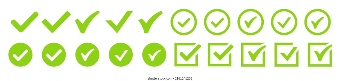 Set Green Check Mark Icon Stock Vector (Royalty Free) 2161141233 ...