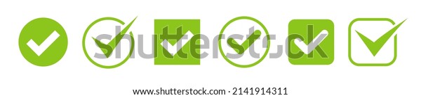 Set Green Check Marks Icons: เวกเตอร์สต็อก (ปลอดค่าลิขสิทธิ์ ...