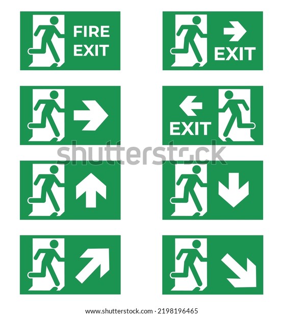 Set Green Fire Exit Icons Concept Stock Vector (Royalty Free ...