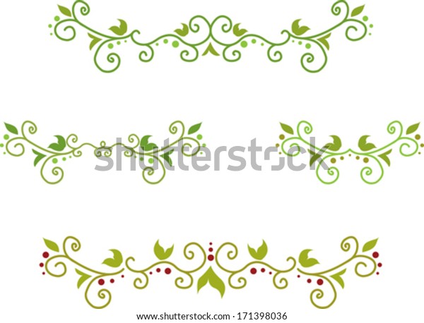 Set Green Floral Corner Stock Vector (Royalty Free) 171398036 ...