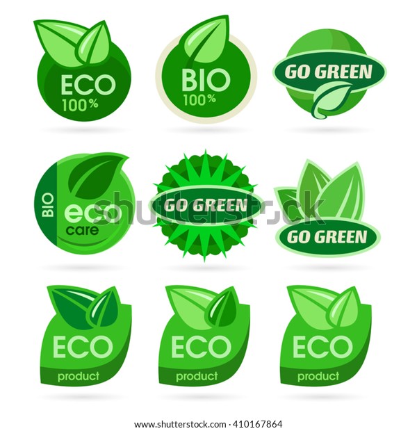 Set Green Icons On White Background: vector de stock (libre de regalías ...