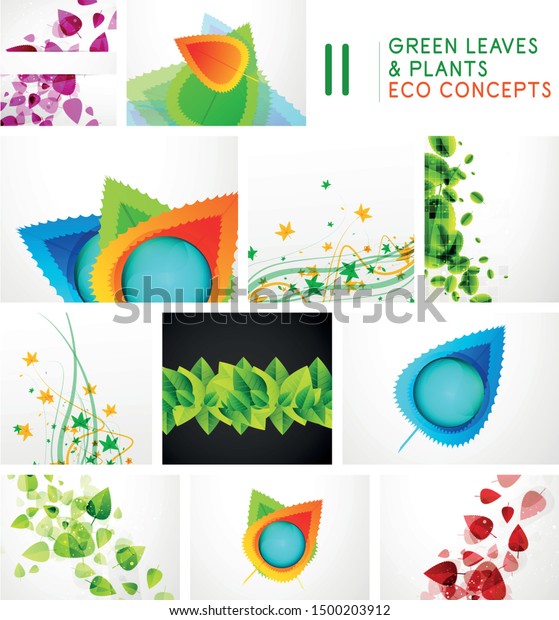 Set Green Nature Concepts Backgrounds Green Stock Vector (Royalty Free ...