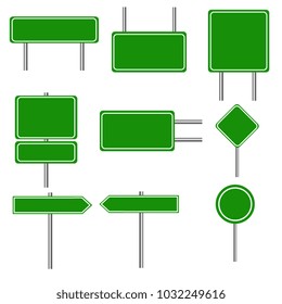Green Traffic Signs Road Board Text Stock Vector (Royalty Free) 1333835570