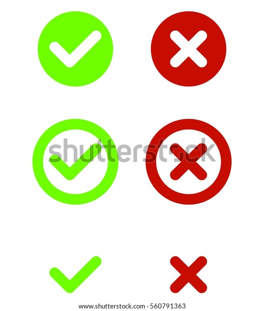 Conjunto de iconos de marca de verificación verde y rojo marca y X ...