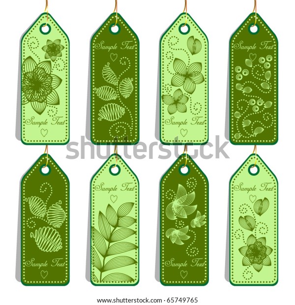 Set Green Tags Stock Vector (Royalty Free) 65749765