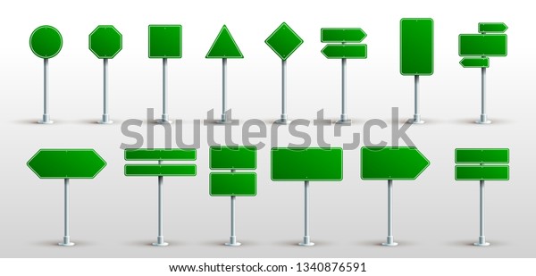 Set Green Traffic Signs Road Board Stock Vector (Royalty Free ...