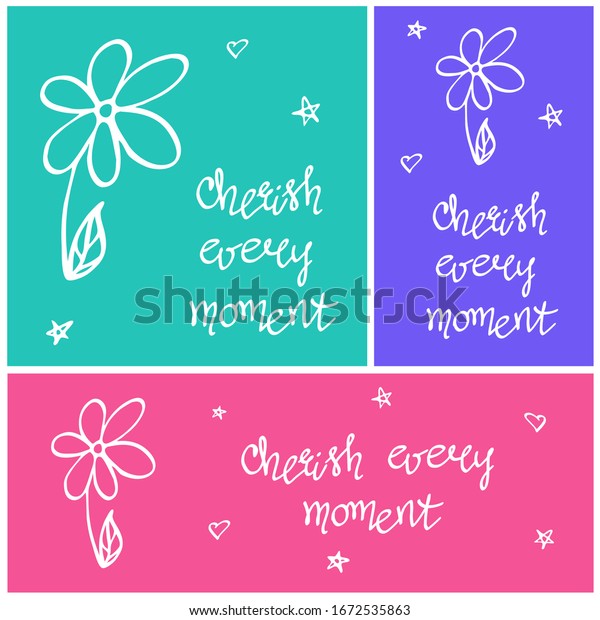 Set Greeting Cards Handwritten Lettering Cherish Stock Vector (Royalty ...