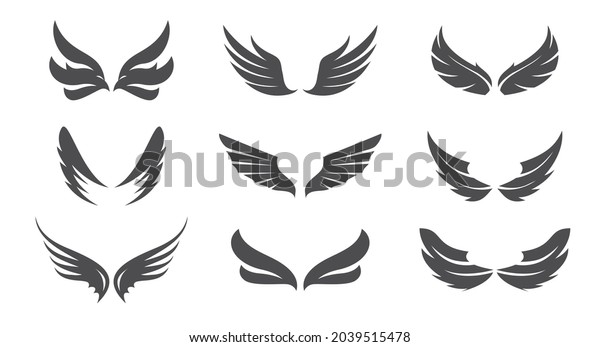 Set Grey Angel Wings Vector Illustration Stock Vector (Royalty Free ...