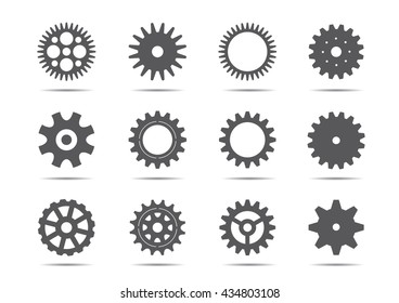 Different Gear Shapes Isolated On White: เวกเตอร์สต็อก (ปลอดค่า ...