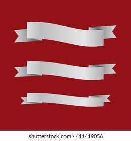 Set Grey Ribbons Isolated On Red Stock Vector (Royalty Free) 411419056 ...