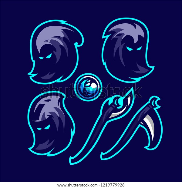 Set Grim Reaper Weapons Mascot Logo Stock Vector (Royalty Free) 1219779928
