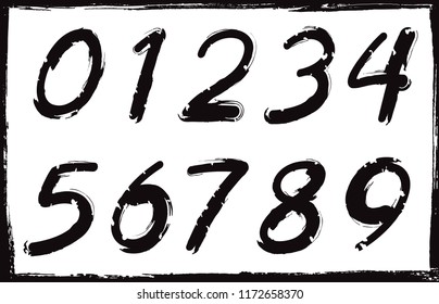 Set Grunge Numbersvector Distressed Numbers Stock Vector (Royalty Free ...