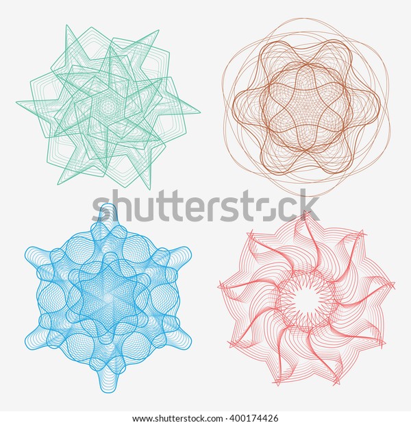 Set Guilloche Pattern Certificate Diploma Vector Stock Vector (Royalty ...